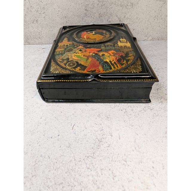 Large Palekh-Style Lacquer Box – “Firebird” Folktale – Hand-Painted ...