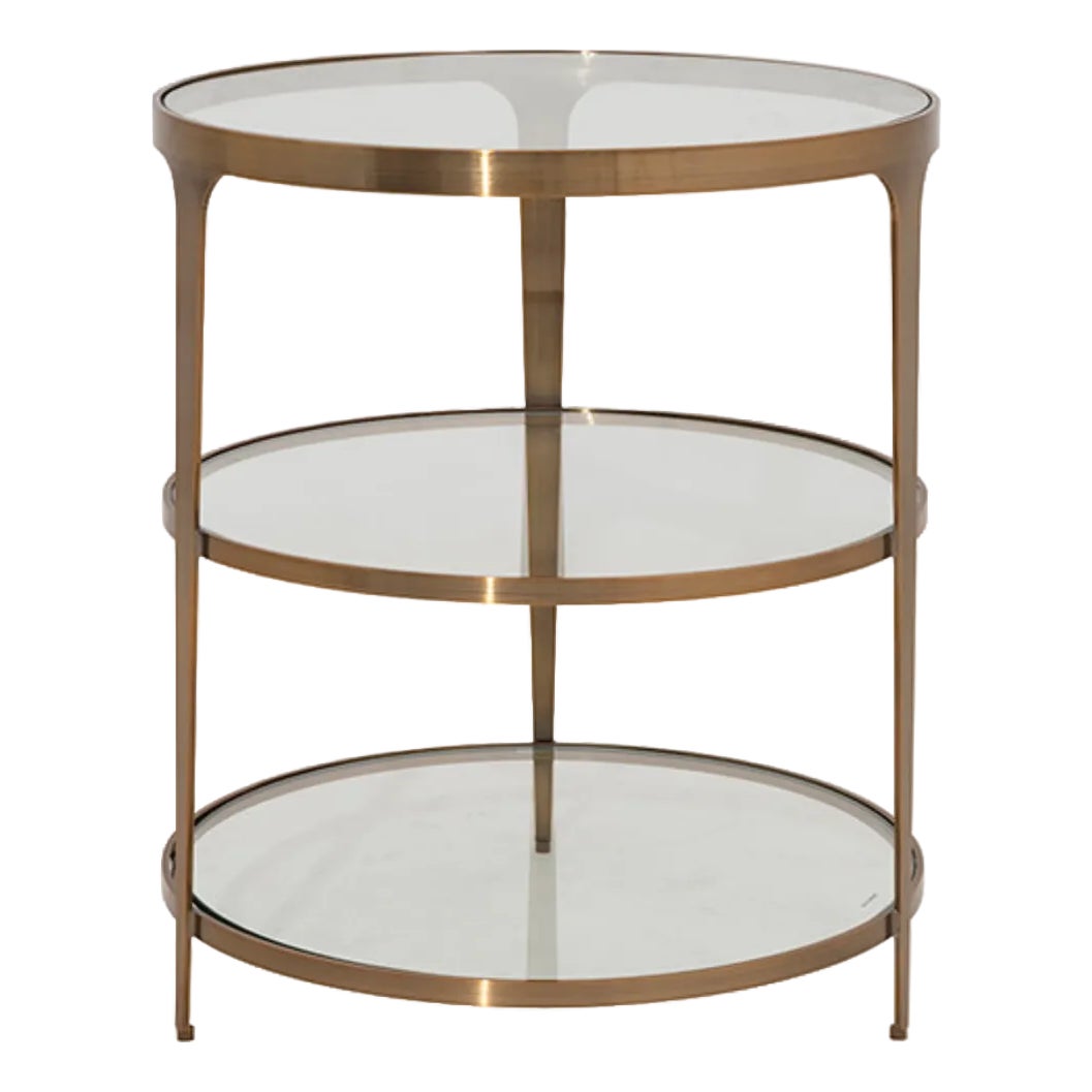 Matthew Izzo Home Vienna Antique Brass Three Tier Glass Top End Table ...