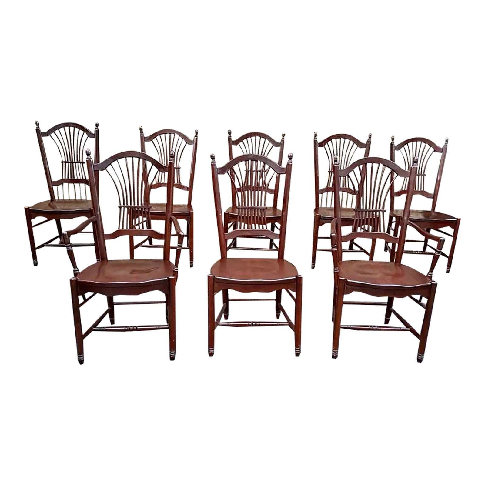 Late 20th Century Tom Seely Solid Cherry Country French Wheat / Sheaf Back Dining Side Chairs ...