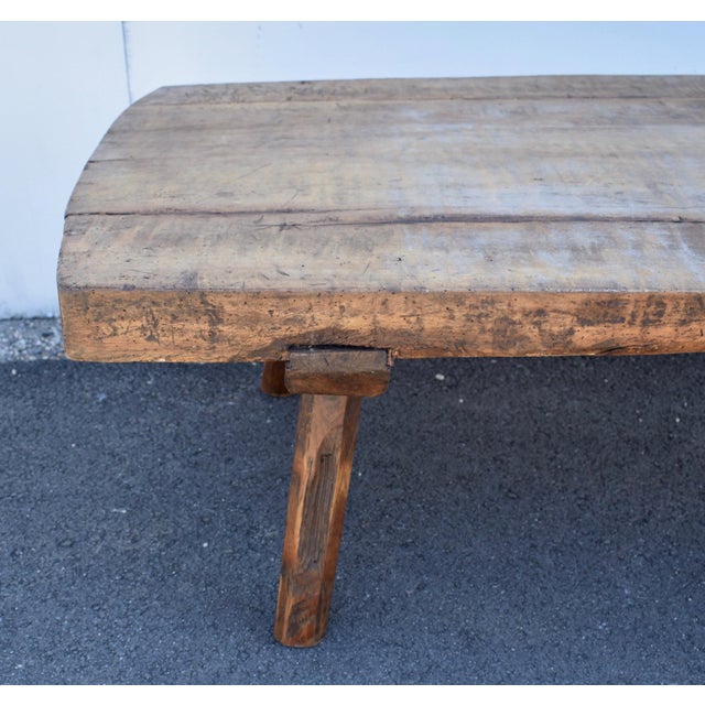 Oak Pig Bench Butchers Block Coffee Table | Chairish