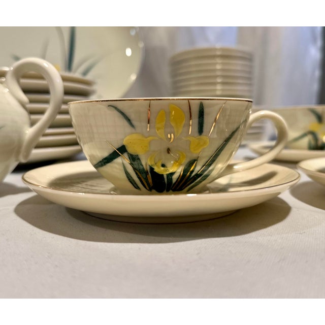 Mid-Century Dinnerware Yellow Iris for Service for Eight | Chairish
