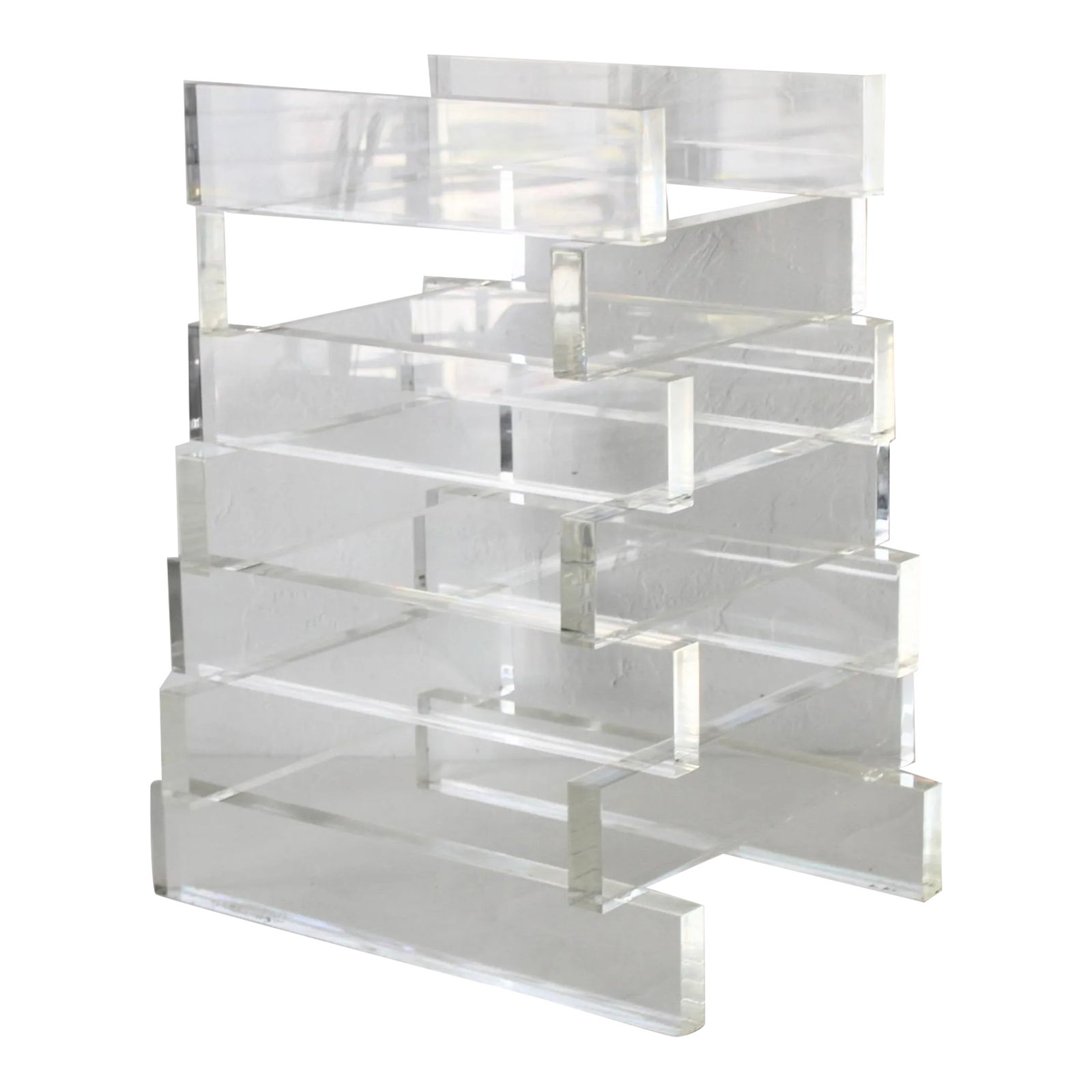 Vintage Stacked Lucite End Side Accent Table Base Mid Century Hollywood ...