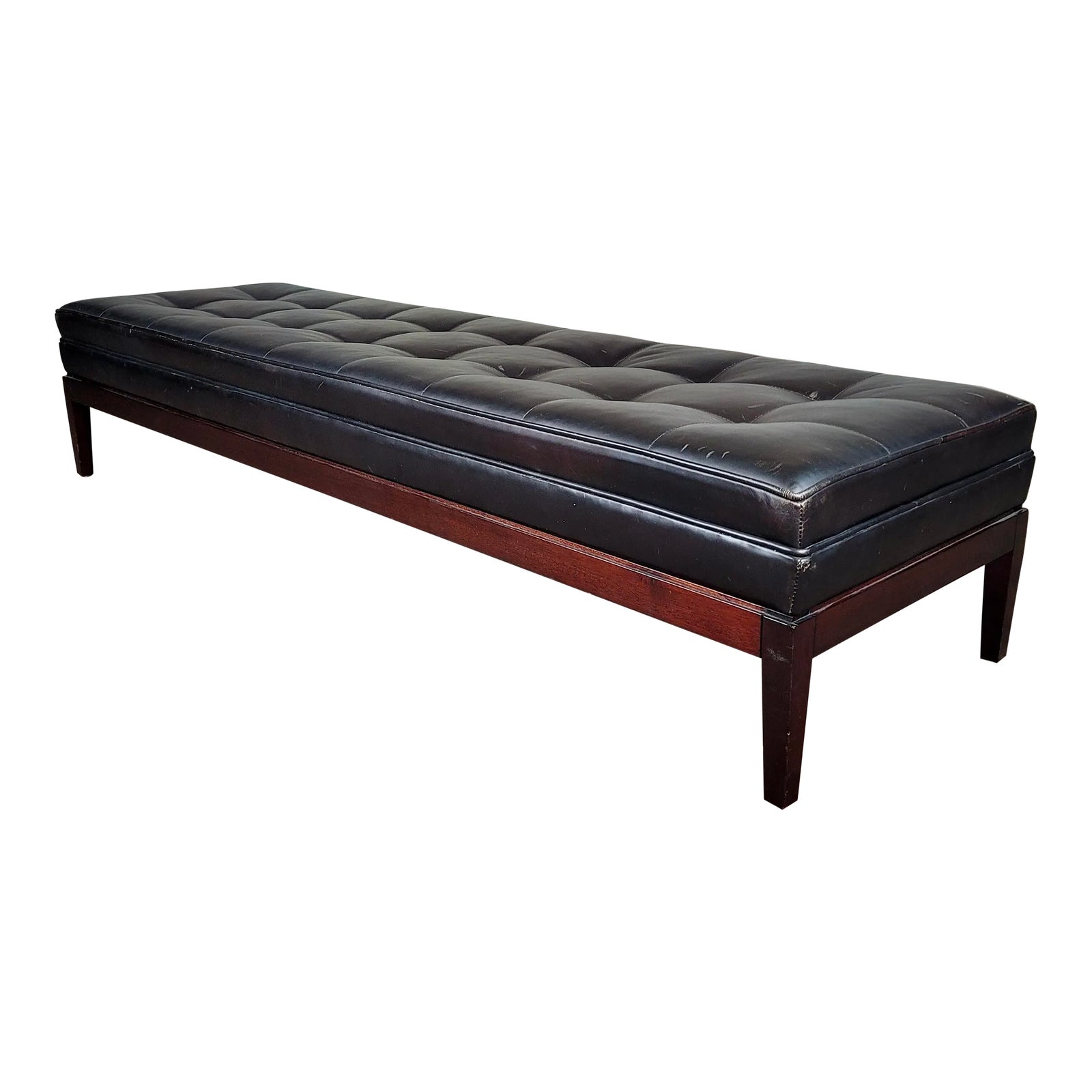 George Smith Modern English Tufted Leather Bench | Chairish
