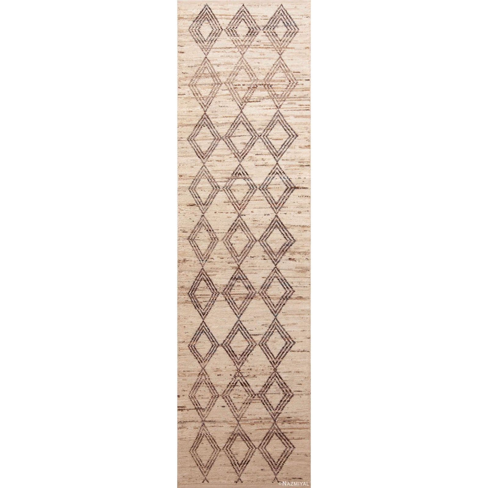 Light Ivory Cream Tribal Geometric Modern Hallway Runner Rug | Chairish
