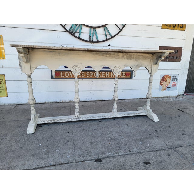 1990s Rustic Shabby Chic Wooden Console Table | Chairish