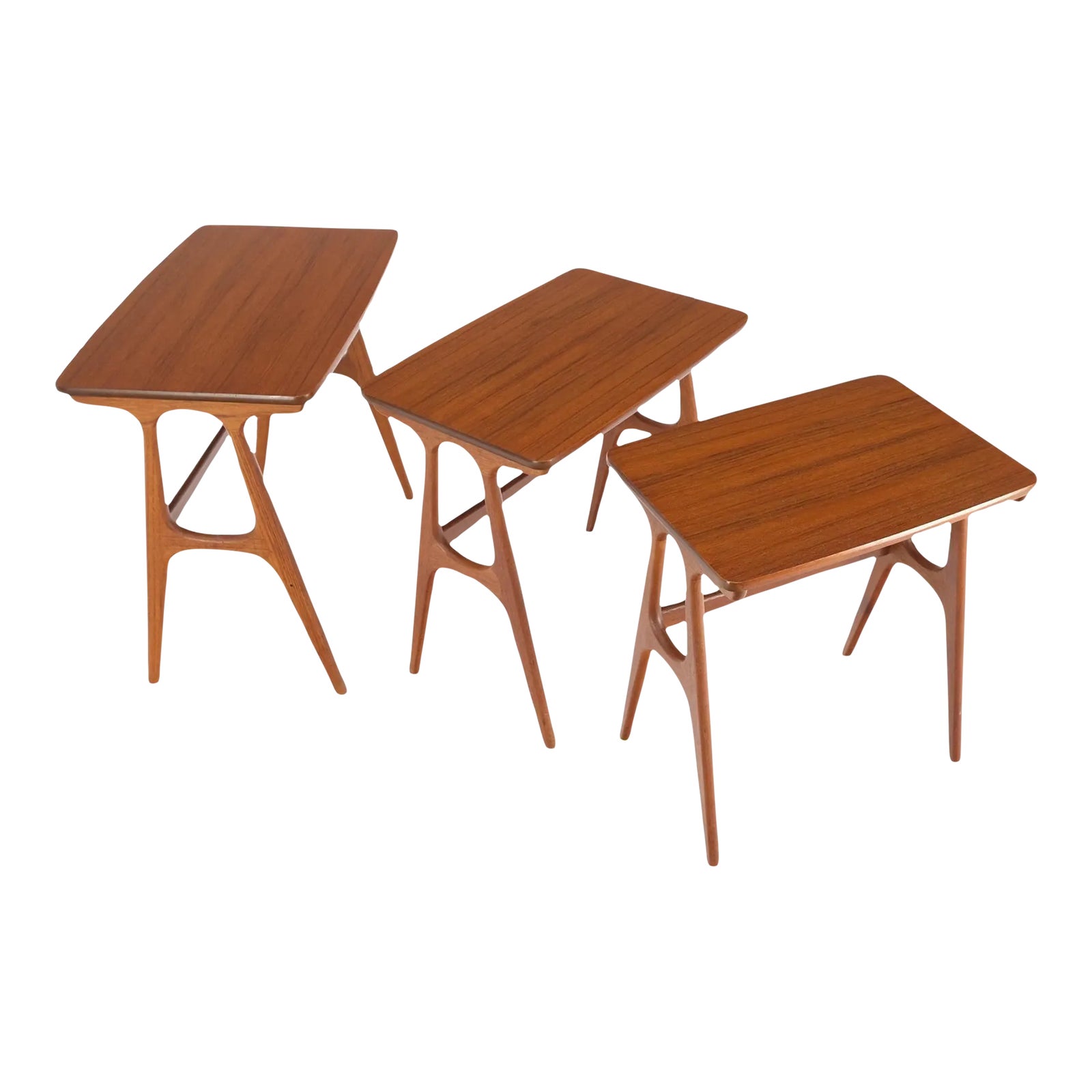 Set of Three Teak Danish Mid-Century Modern Nesting Stacking Tables ...