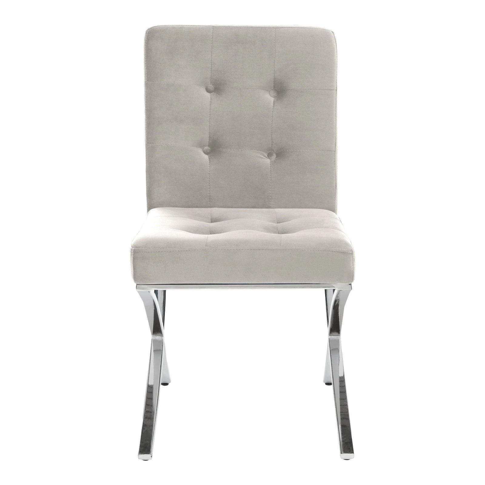 Tufted Side Chair in Grey & Chrome | Chairish