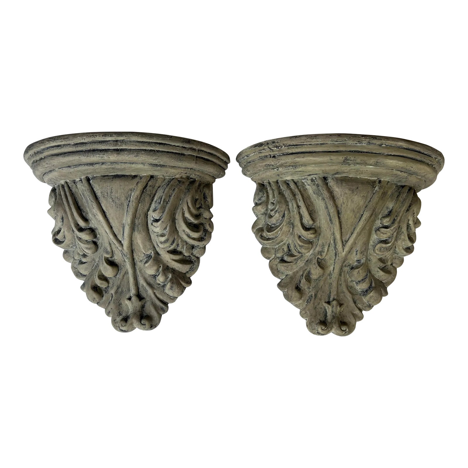 Vintage Baroque Style Stone Acanthus Ceramic Wall Brackets - a Pair ...