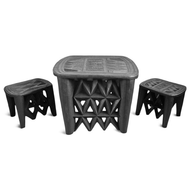 Vintage Ebony Tribal Modern Nupe Stool / Side Table | Chairish