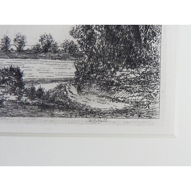 Vintage Riverside Landscape Etching | Chairish