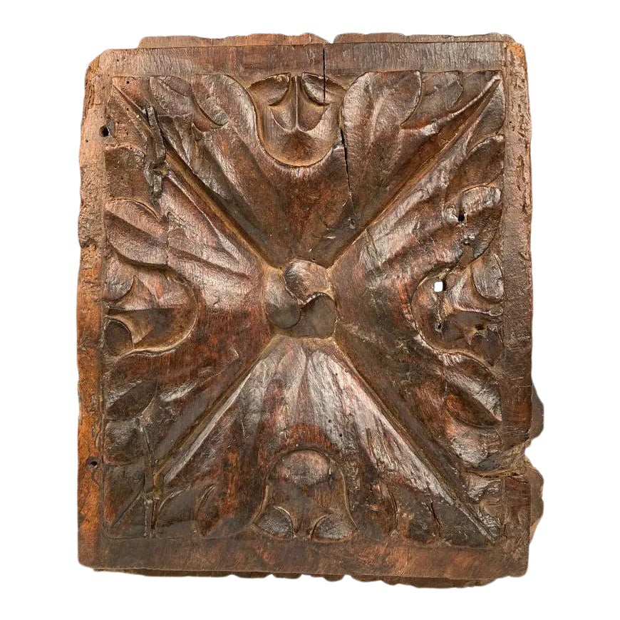 17th Century Spanish Carved Walnut Door Panel | Chairish