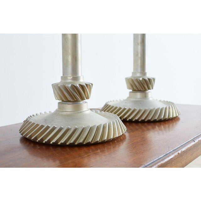 Industrial Machine Age Gear Table Lamps - a Pair | Chairish
