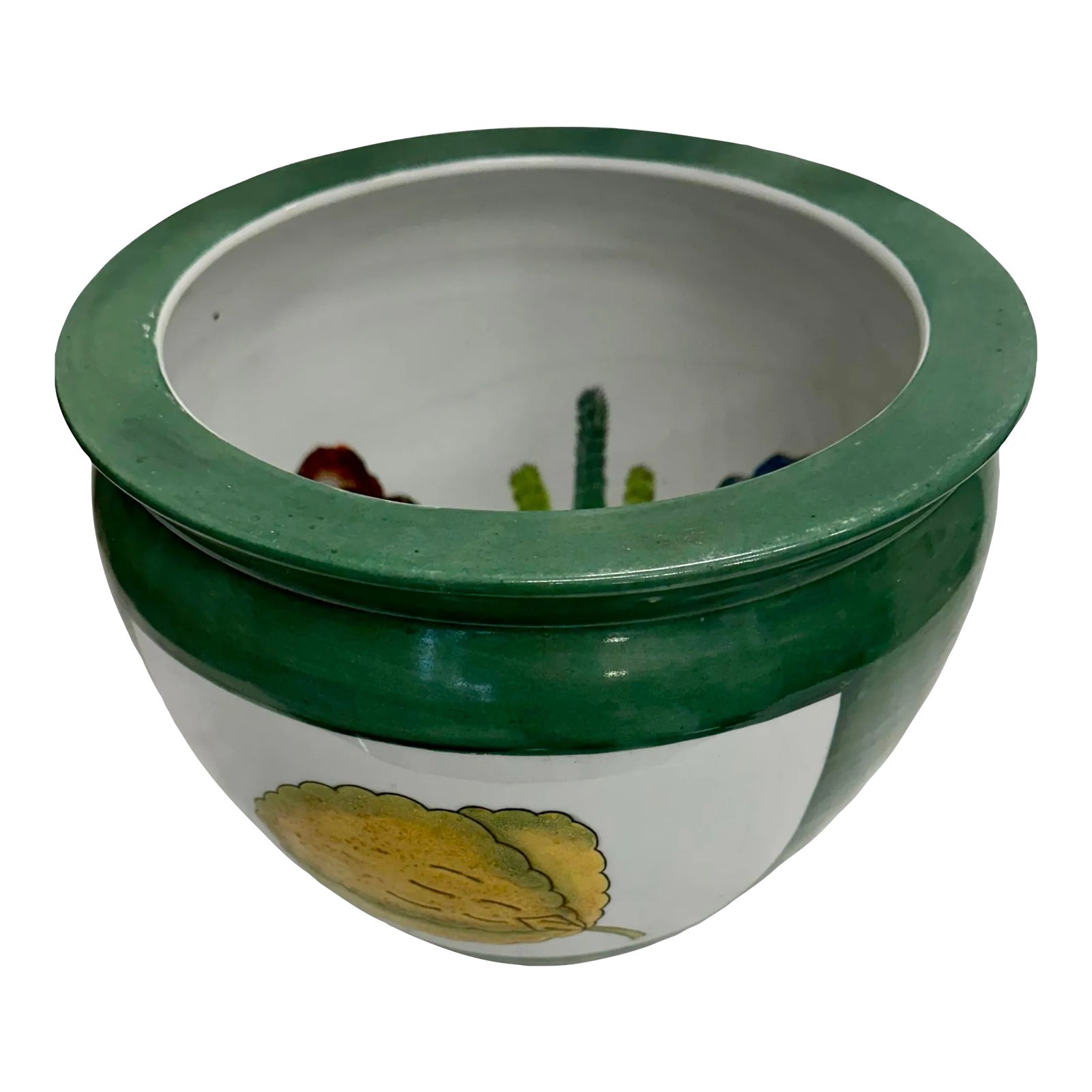 Large Oriental Porcelain Fish Bowl Planter | Chairish