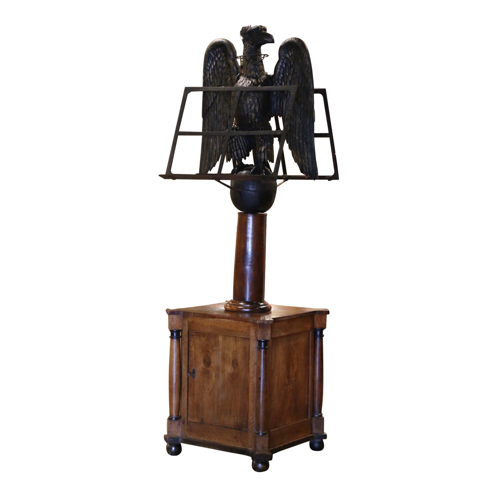 19th Century French Empire Double-Side Lectern on Cabinet With Carved ...