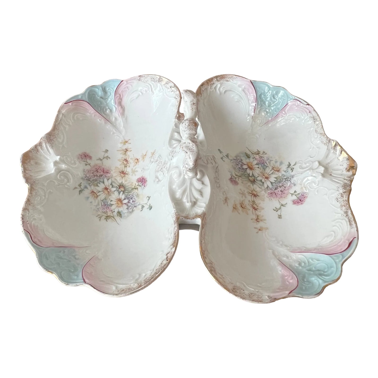 Antique Meissen Style Porcelain Double Sided Candy and Nut Serving Dish ...