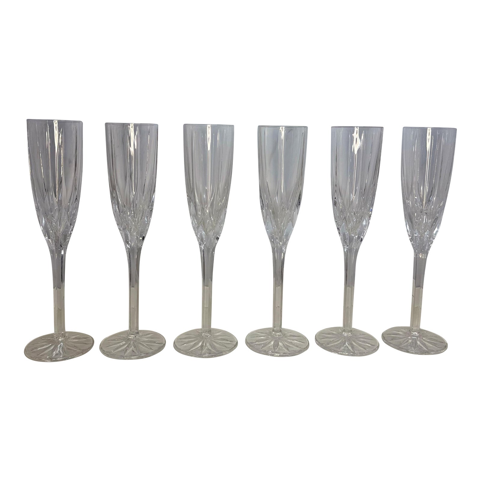 1990s Mikasa "Apollo" Crystal Champagne Flutes (Set of 6) | Chairish