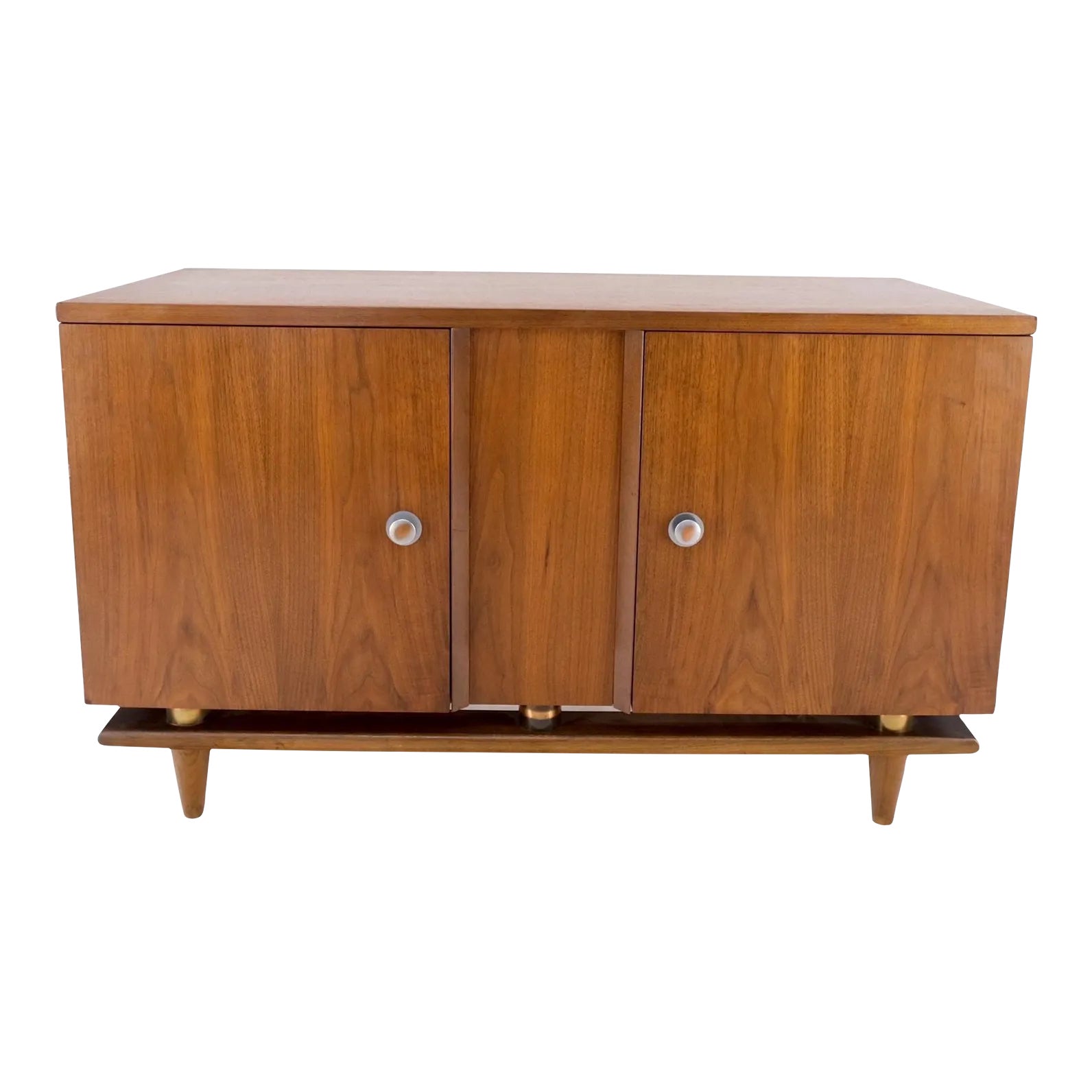Mid-Century Modern Walnut Two Doors Floating Base Small Petit Credenza ...