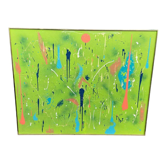 1970s Modernist Abstract Painting, Framed | Chairish