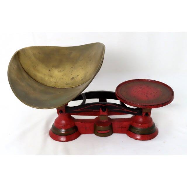 Small Antique American Cast Iron & Brass Confectionery Balance Scale ...