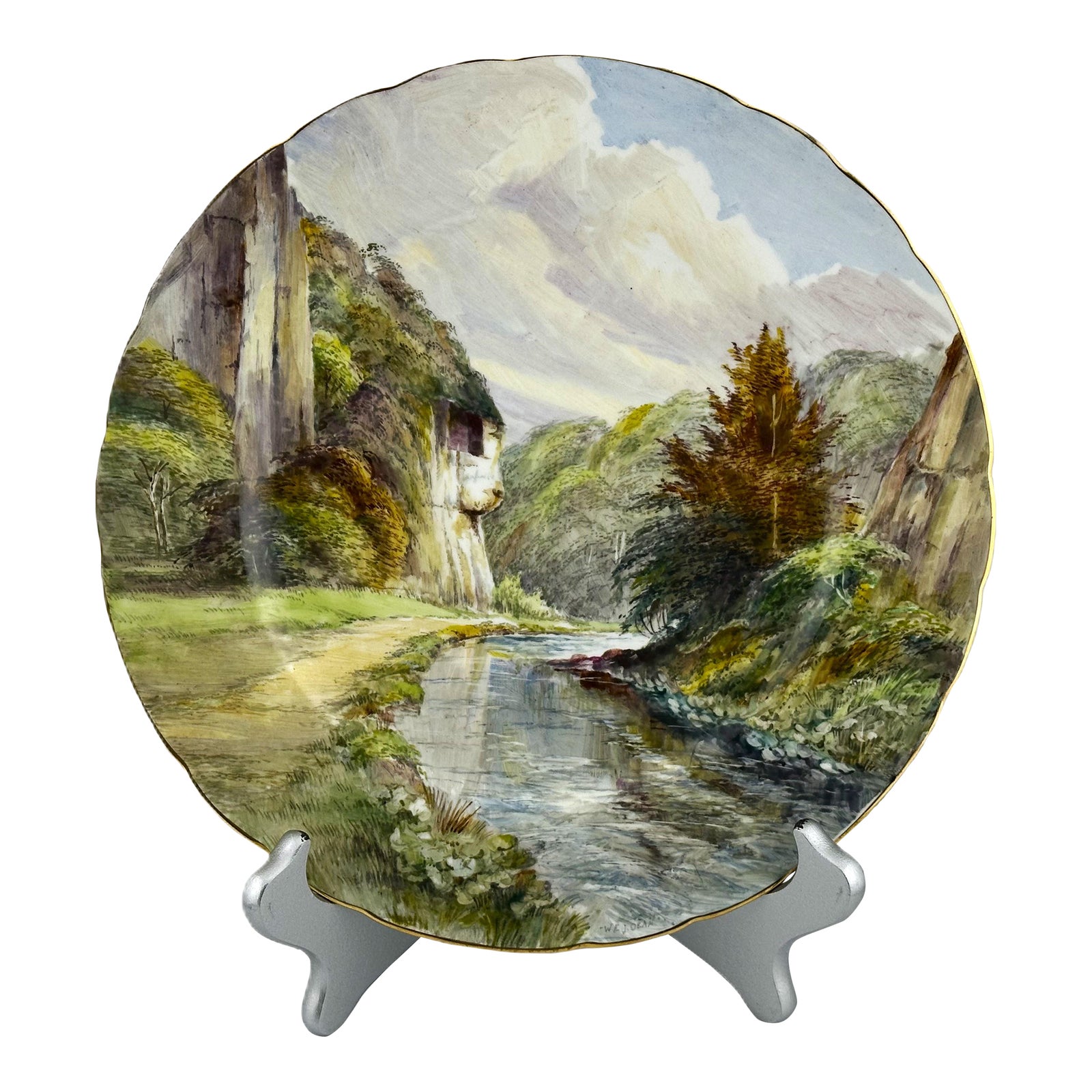 Royal Crown Derby Cabinet Plate – Lion Rock, Dovedale, Signed w.e.j ...