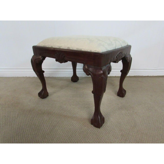 Late 20th Century Carved Mahogany Chippendale Style Upholstered Foot ...