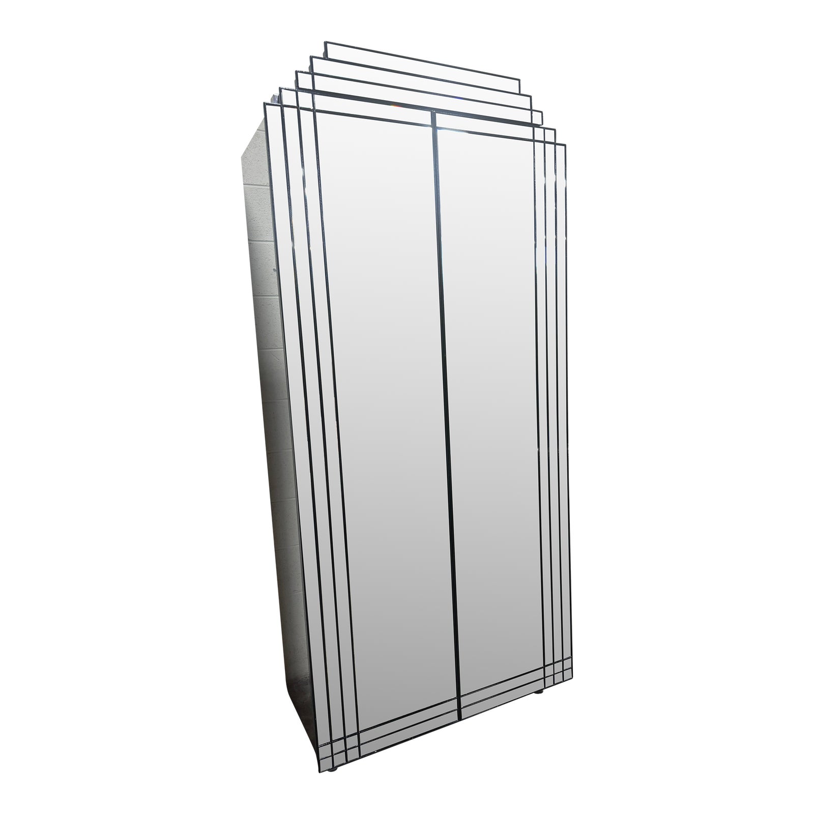 Art Deco Style Mirrored Armoire Media Cabinet | Chairish