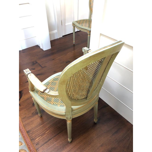 Mid 20th Century Set of 5 Vintage French Provincial Painted Cane Chairs ...