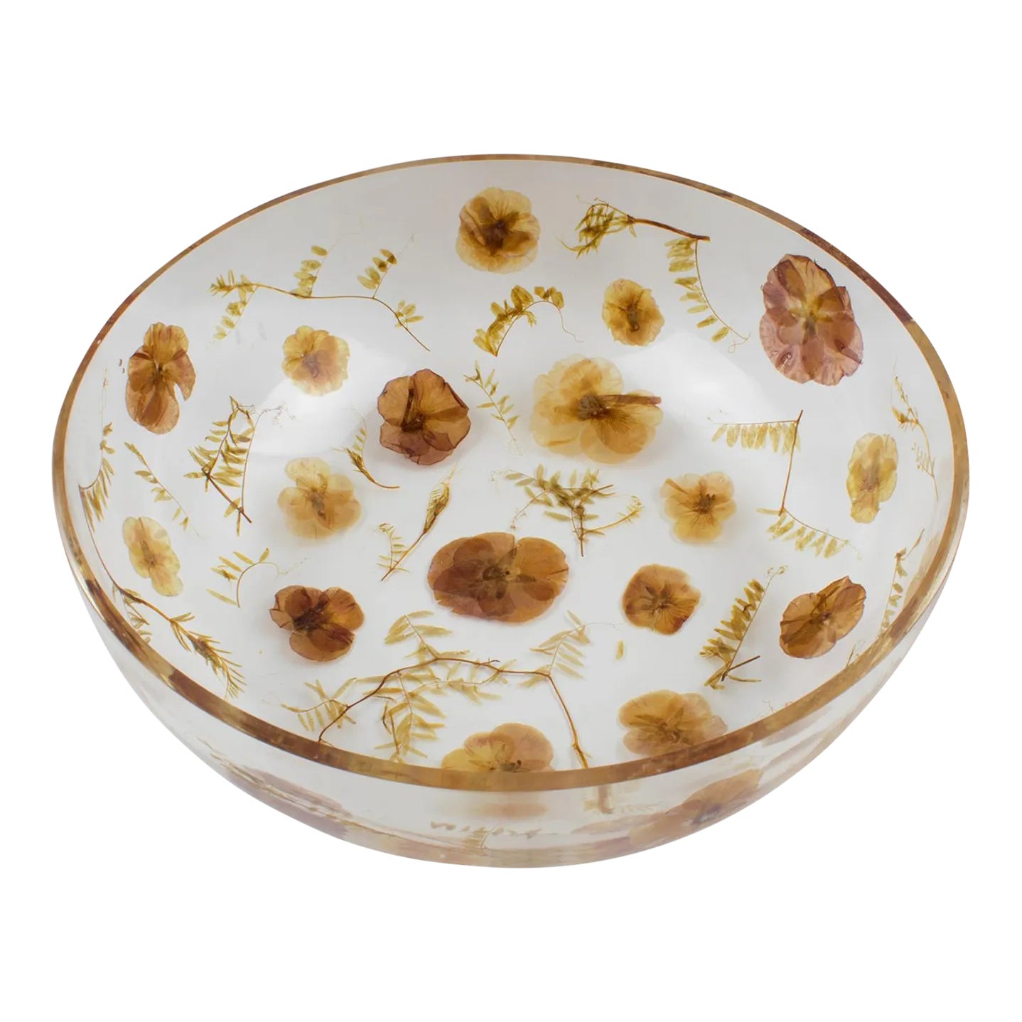Resin Centerpiece Bowl with Leaves and Flowers Inclusions, Italy 1970 ...