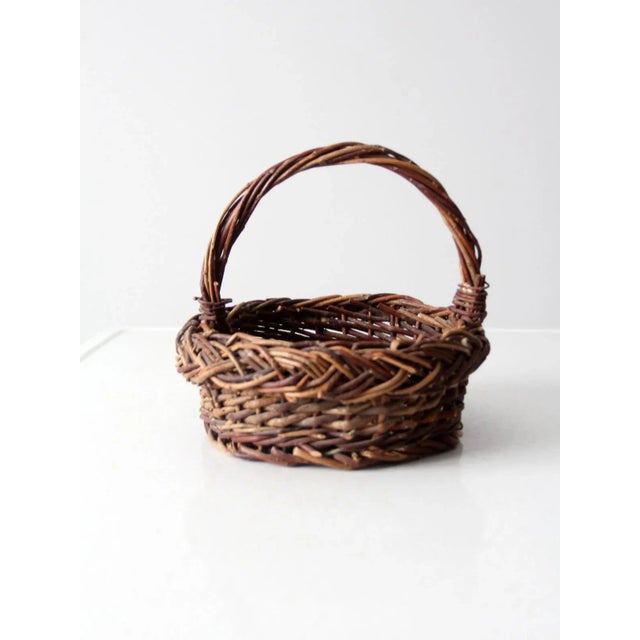 Vintage Rustic Wicker Basket | Chairish