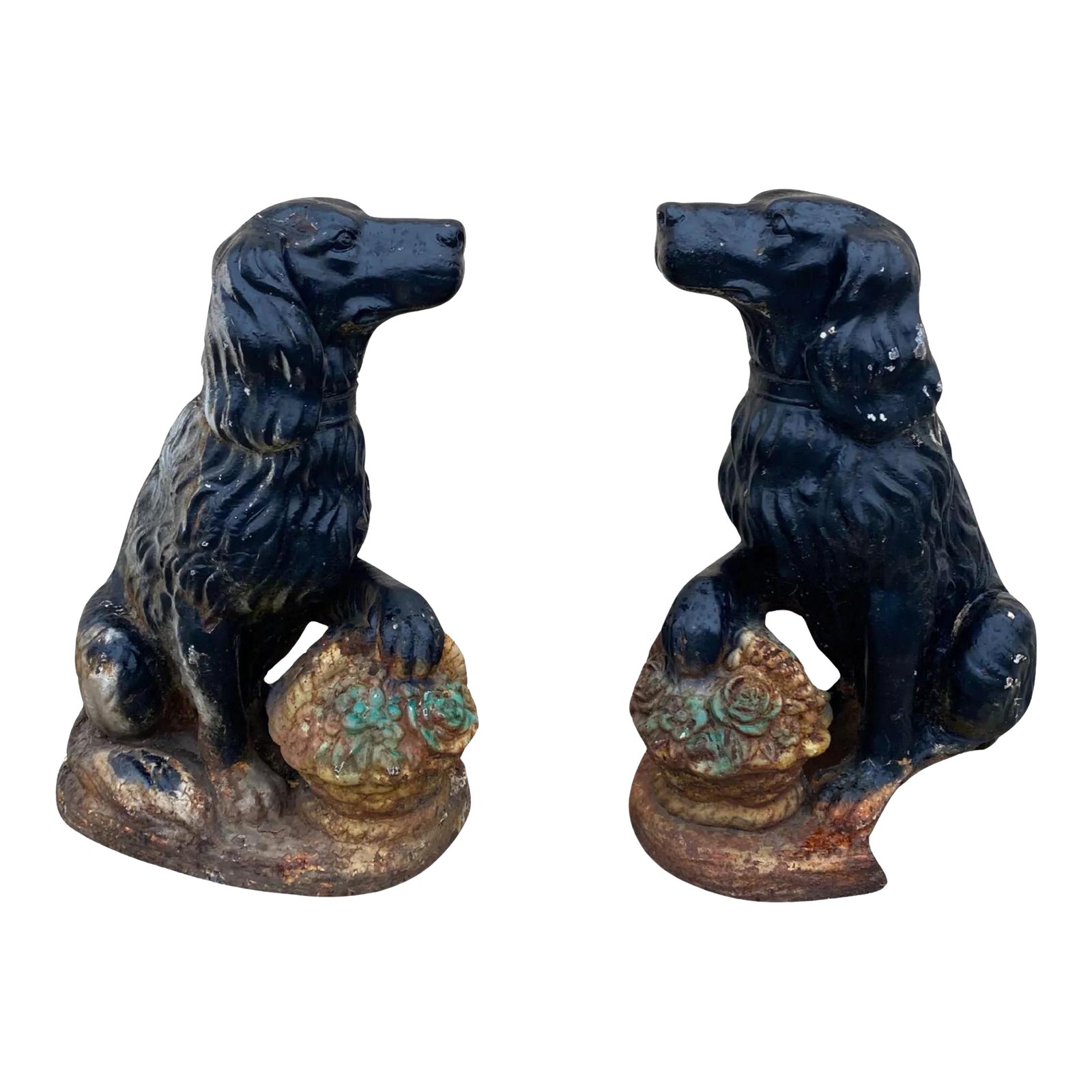 Early 20th Century Cast Iron Victorian Seated Retriever Dog Guardian ...