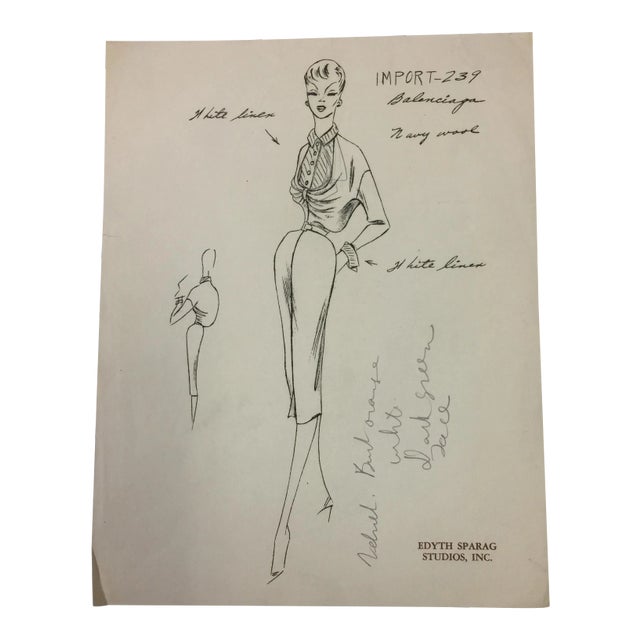 Original Fashion Drawing Edyth Sparag Studios | Chairish