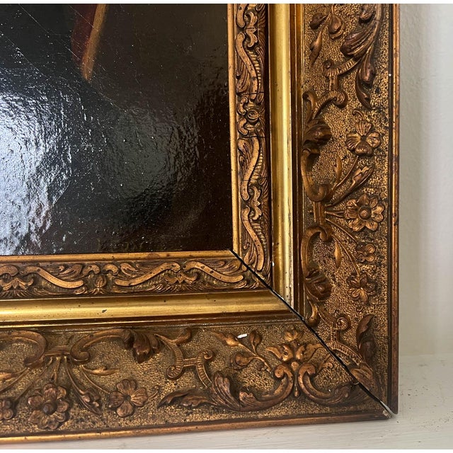 19th C. Antique French Gent Portrait Oil Painting With Gesso Frame ...