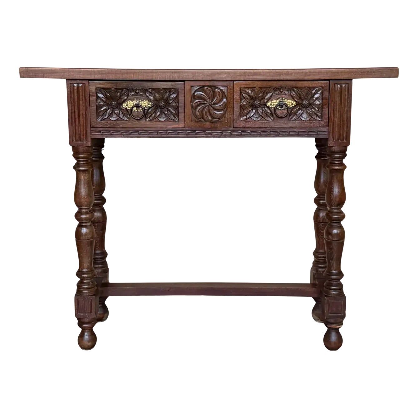 Catalan Carved Walnut Console Table with Drawers, Spain, Early 20th ...