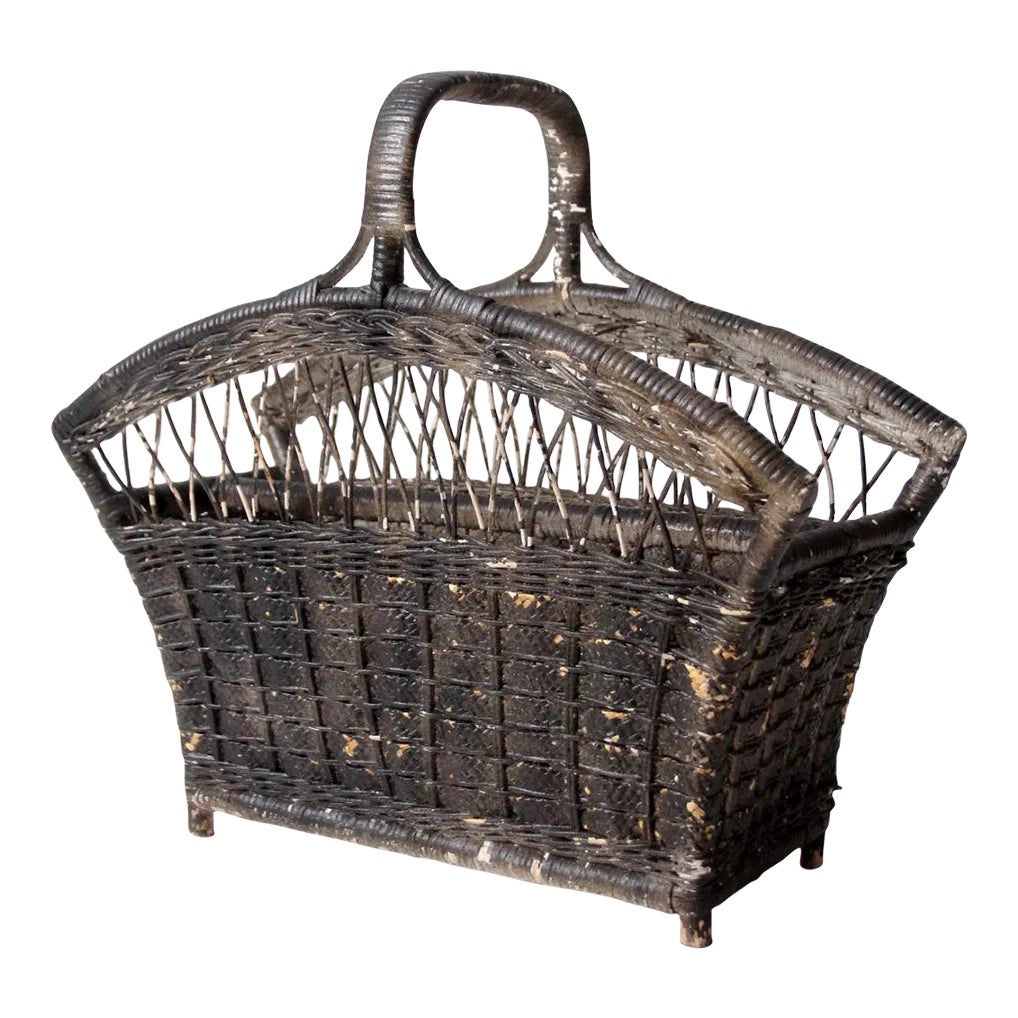 Vintage Wicker Magazine Rack | Chairish