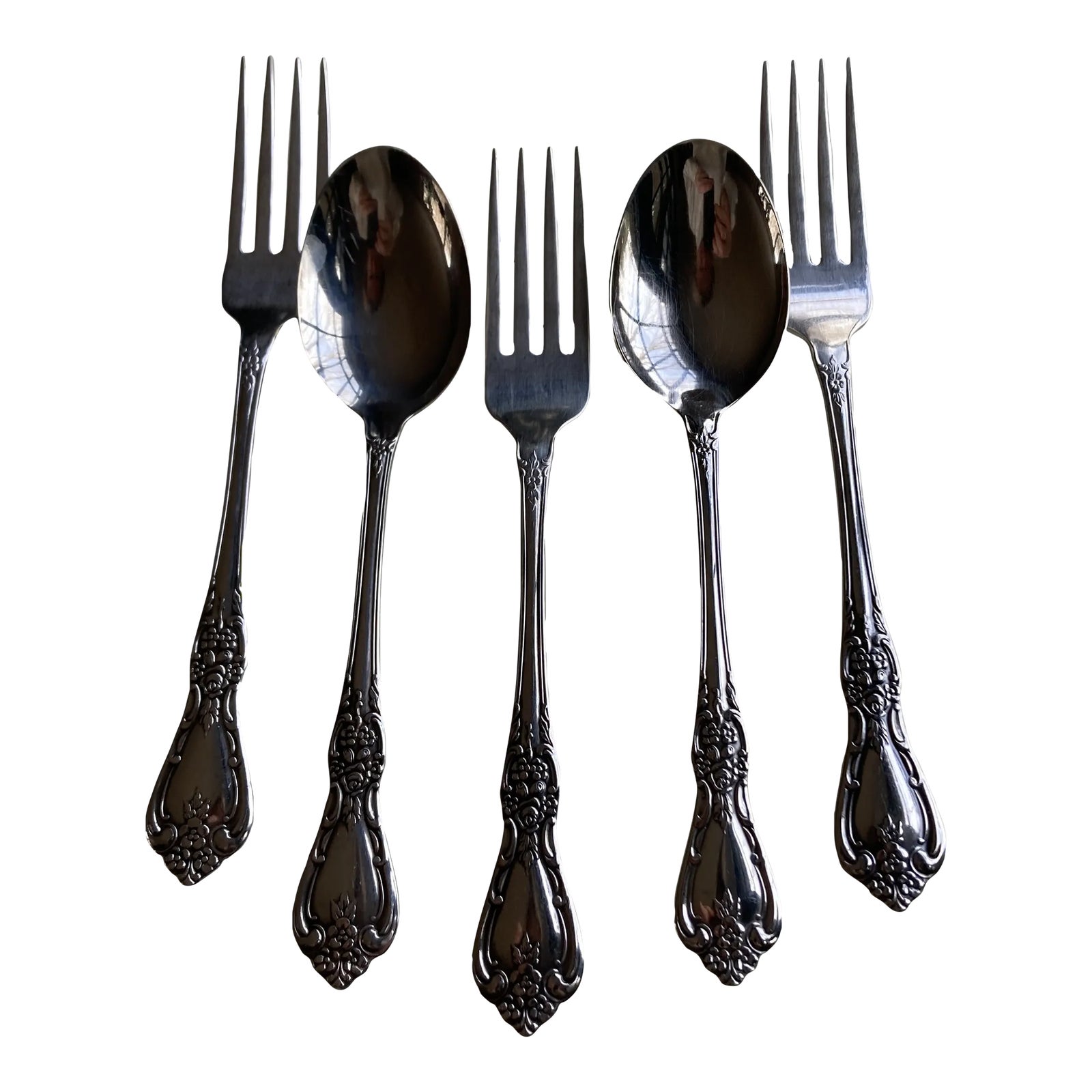 Vintage Oneida Kennett Square Stainless 3 Dinner Forks & 2 Spoons ...