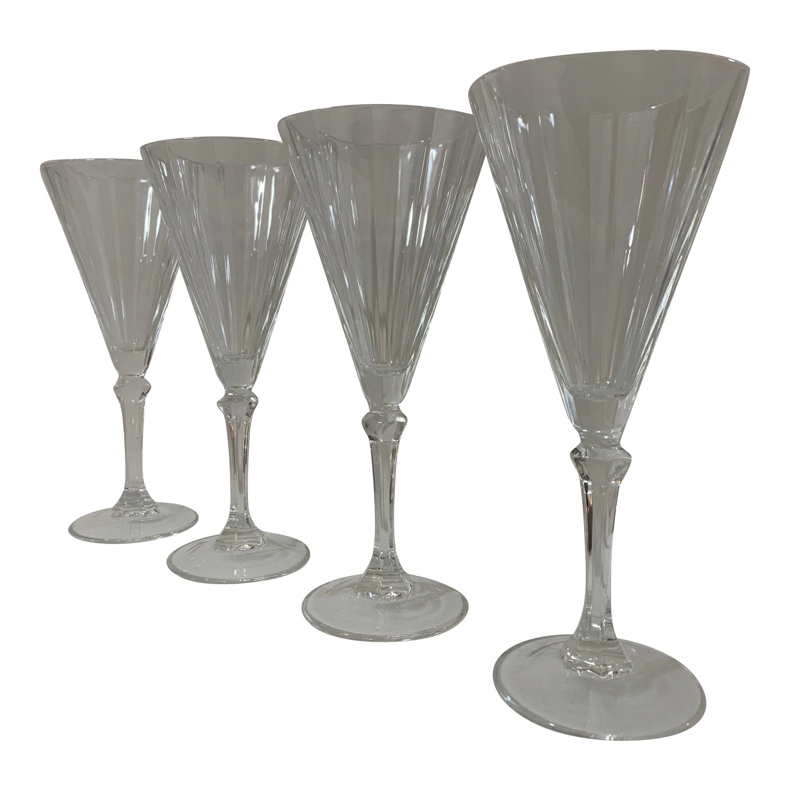 Vintage 1970s Faceted Crystal Stemware - Set of 4 | Chairish
