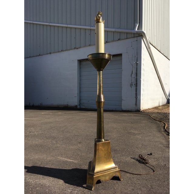 Large Chapman Solid Brass Pyramid Floor Lamp in Mastercraft | Chairish