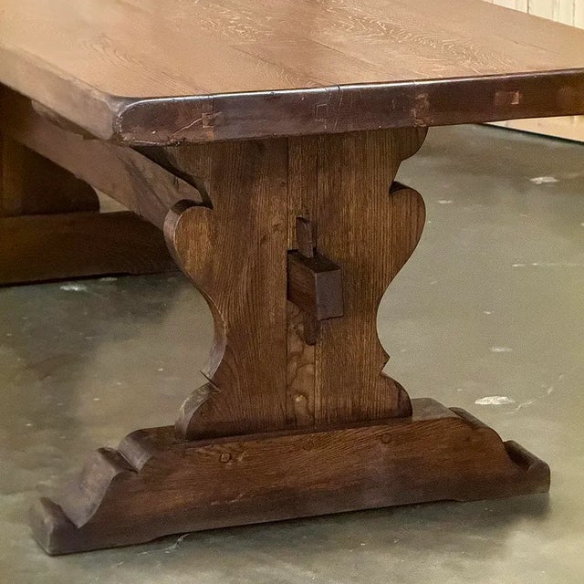 Rustic Antique Dining Table ~ Trestle Table in Solid Oak | Chairish