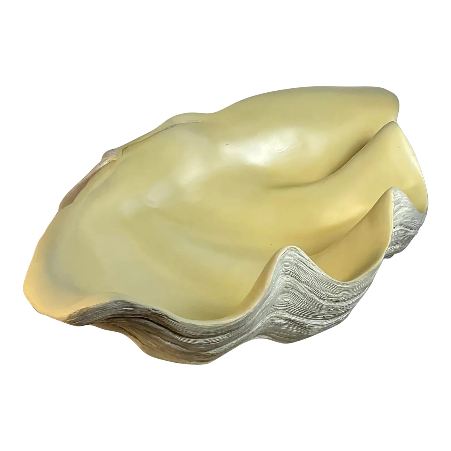 Vintage Coastal Monumental Resin Clam Shell Bowl Decor | Chairish