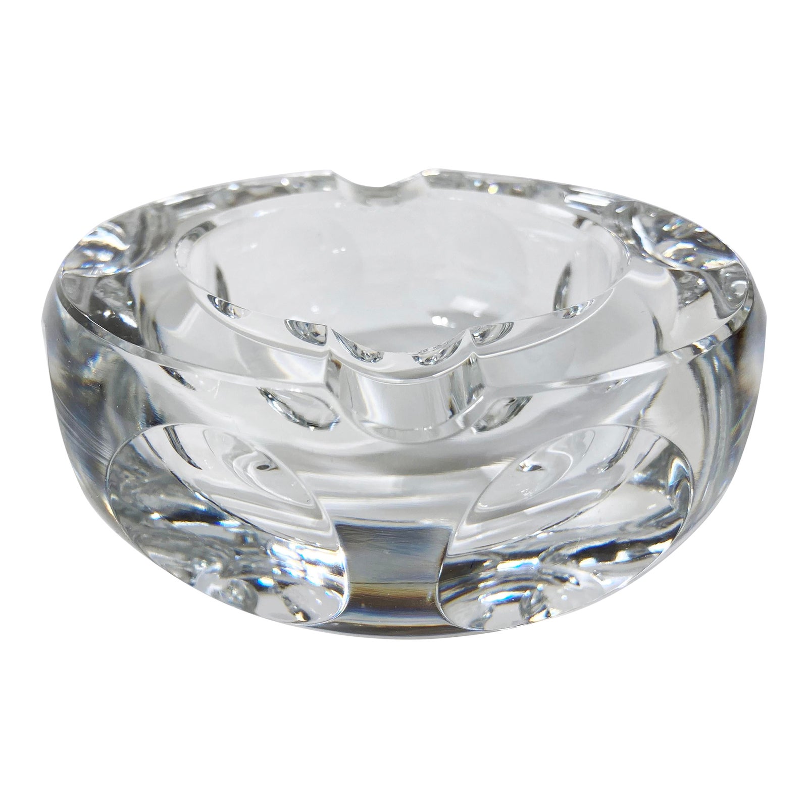 Vintage French Baccarat Round Cut Glass Ashtray Catchall | Chairish