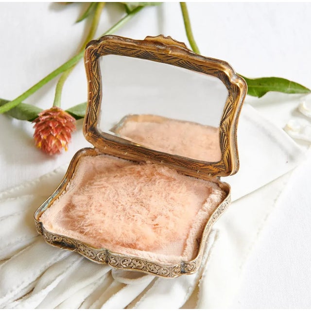 Antique European Silver Gilt Enamel Hand Painted Compact Box | Chairish