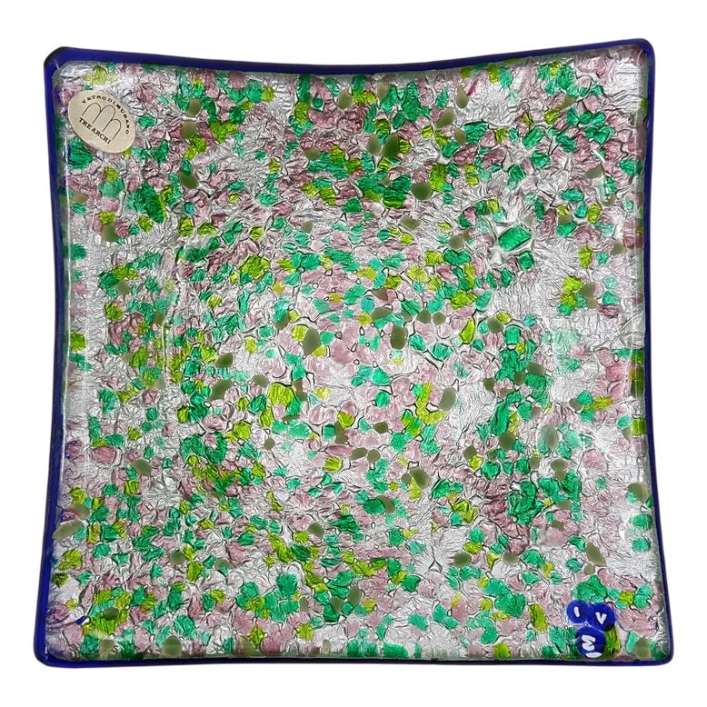 Vintage Square Vide Poche in Murano Glass | Chairish