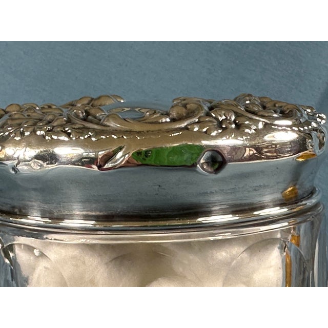 Mid 20th Century Ribbed Glass Jar With Embossed Sterling Silver Top ...
