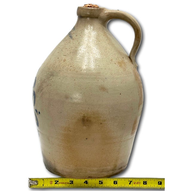 Antique Mid 1800s American Blue Decorated Stoneware 1 Gallon Spirits ...