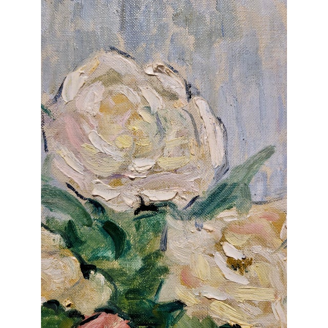 Bessie Lasky -Still Life of White Roses in a Vase-Impressionist Oil ...