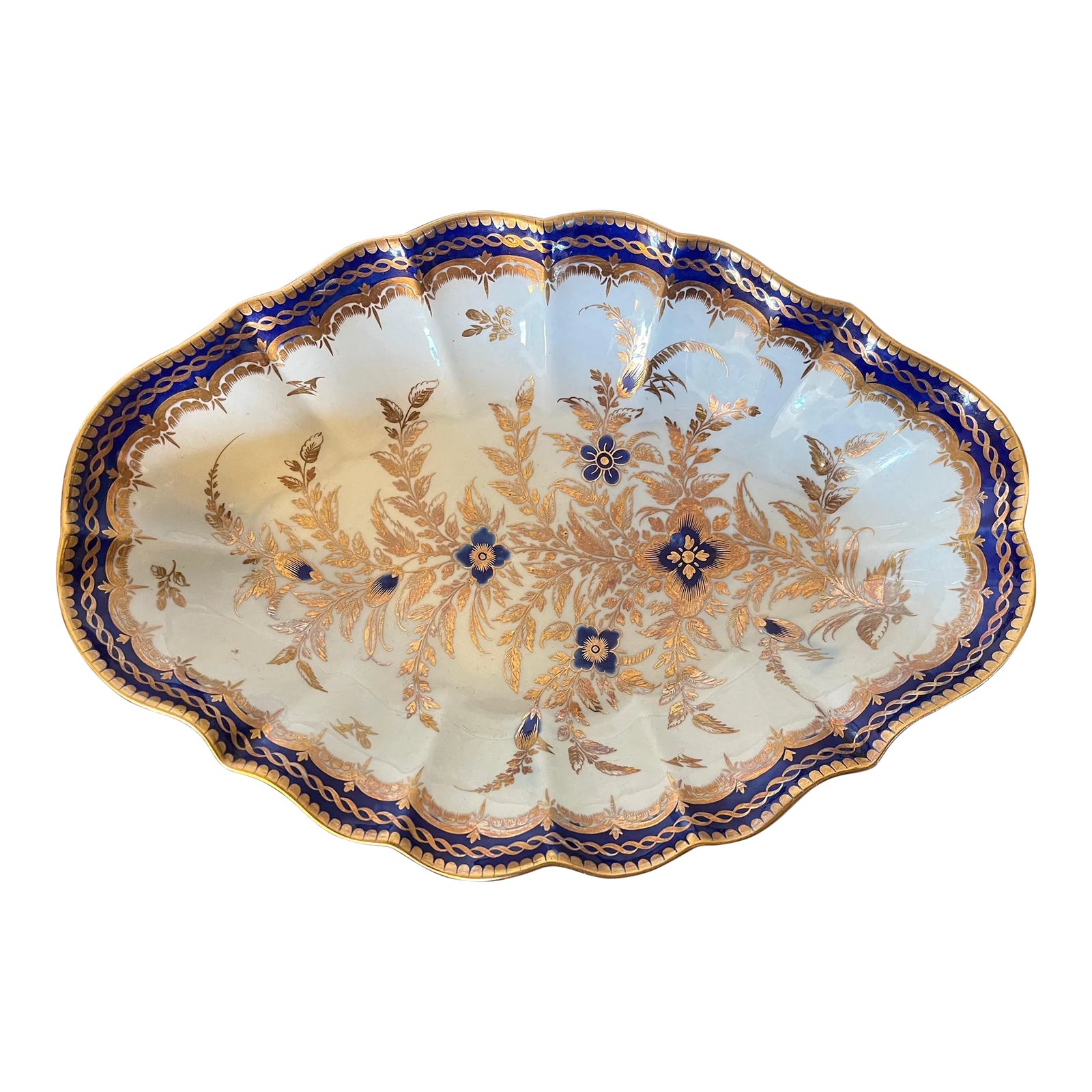 Antique 18th Century Worcester Porcelain Lozenge Shaped Dish | Chairish
