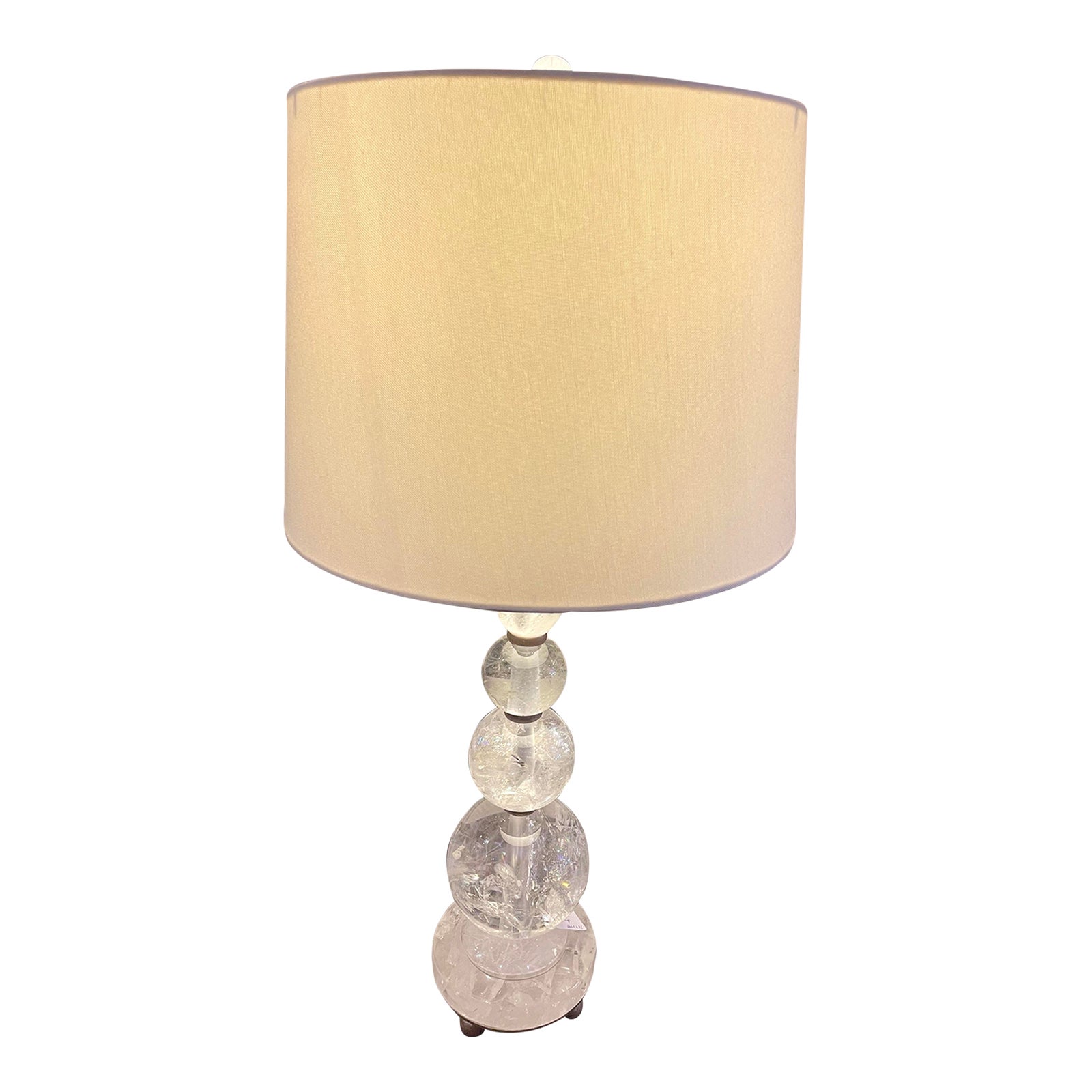 Vintage Natural Rock Crystal Orbs Table Lamp | Chairish