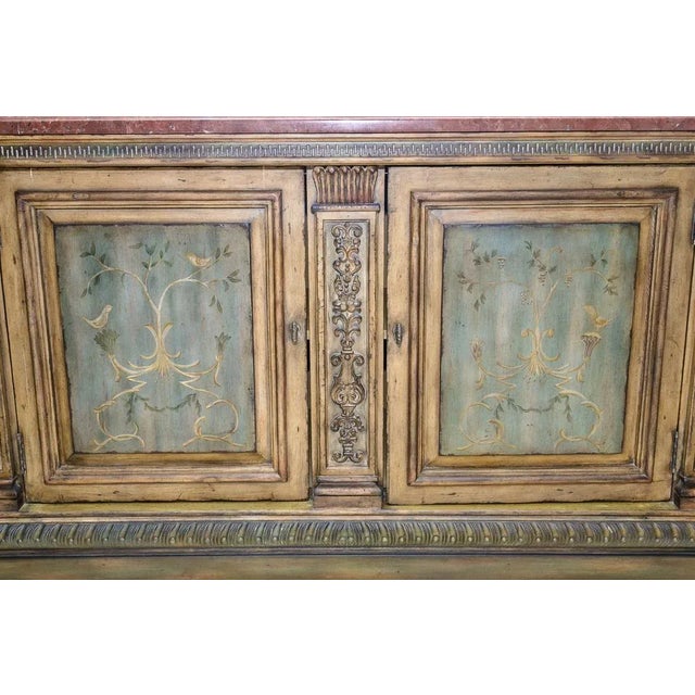 Marble Top Painted Cabinet | Chairish