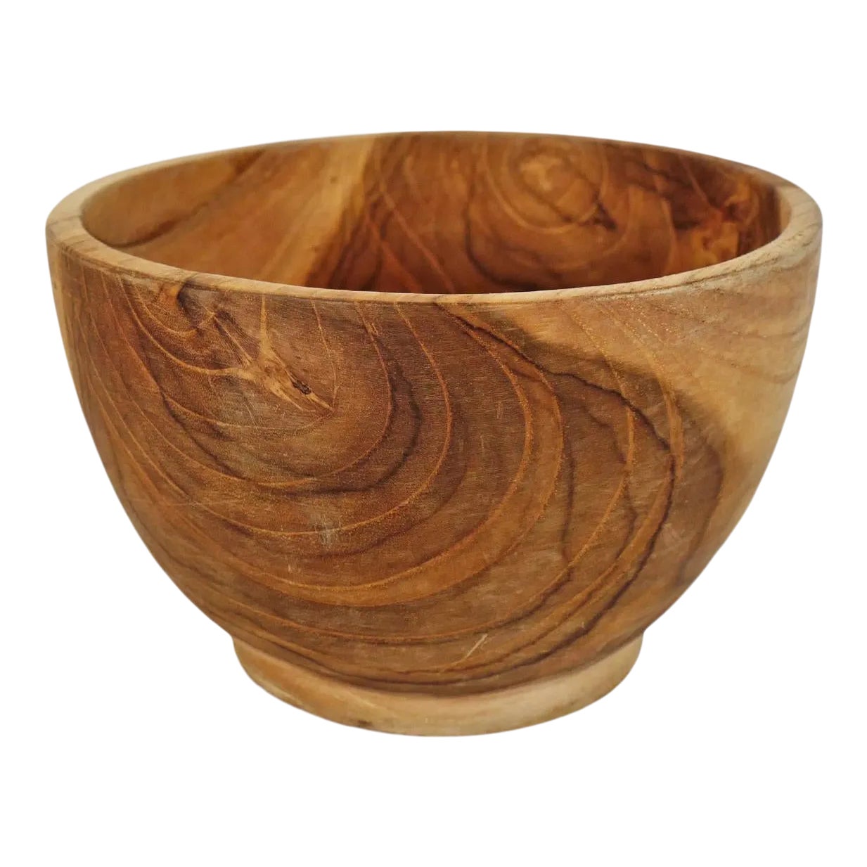Simple Teak Wood Bowl | Chairish