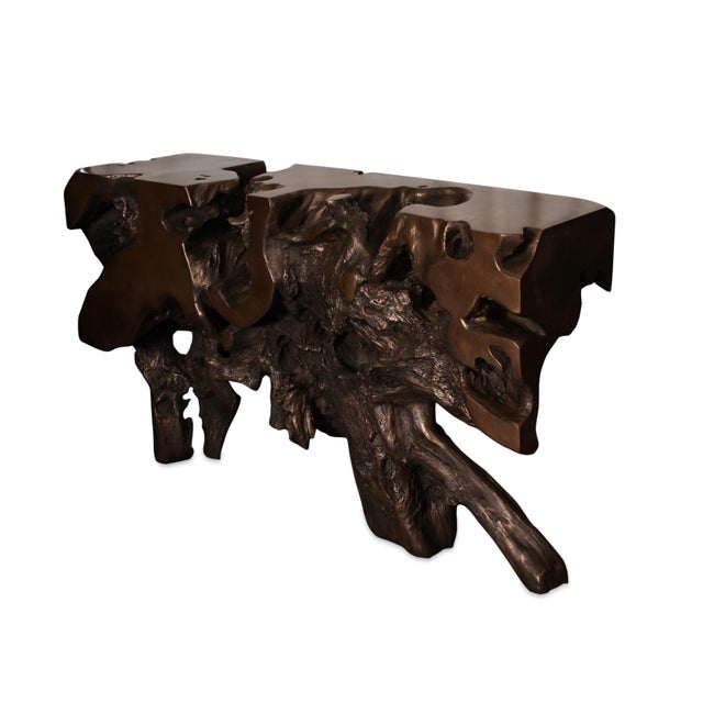 Phillips Collection Polished Bronze Freeform Console Table | Chairish